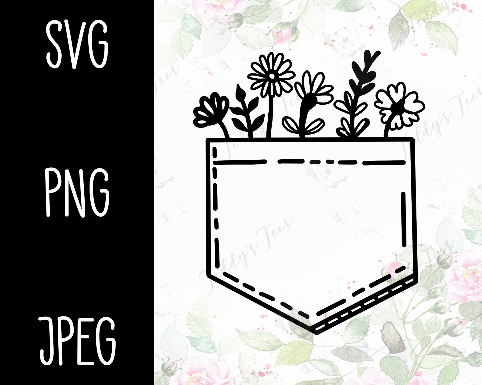 Flower Pocket SVG, PNG, JPEG - Etsy
