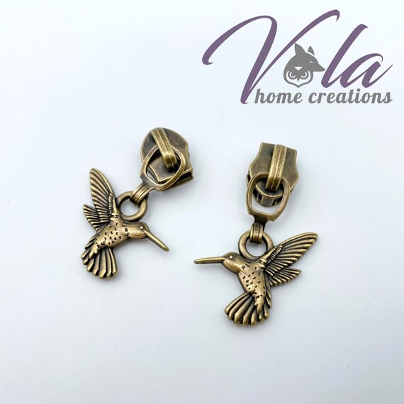 Antique Brass No.5 Hummingbird Zipper Pulls - Etsy
