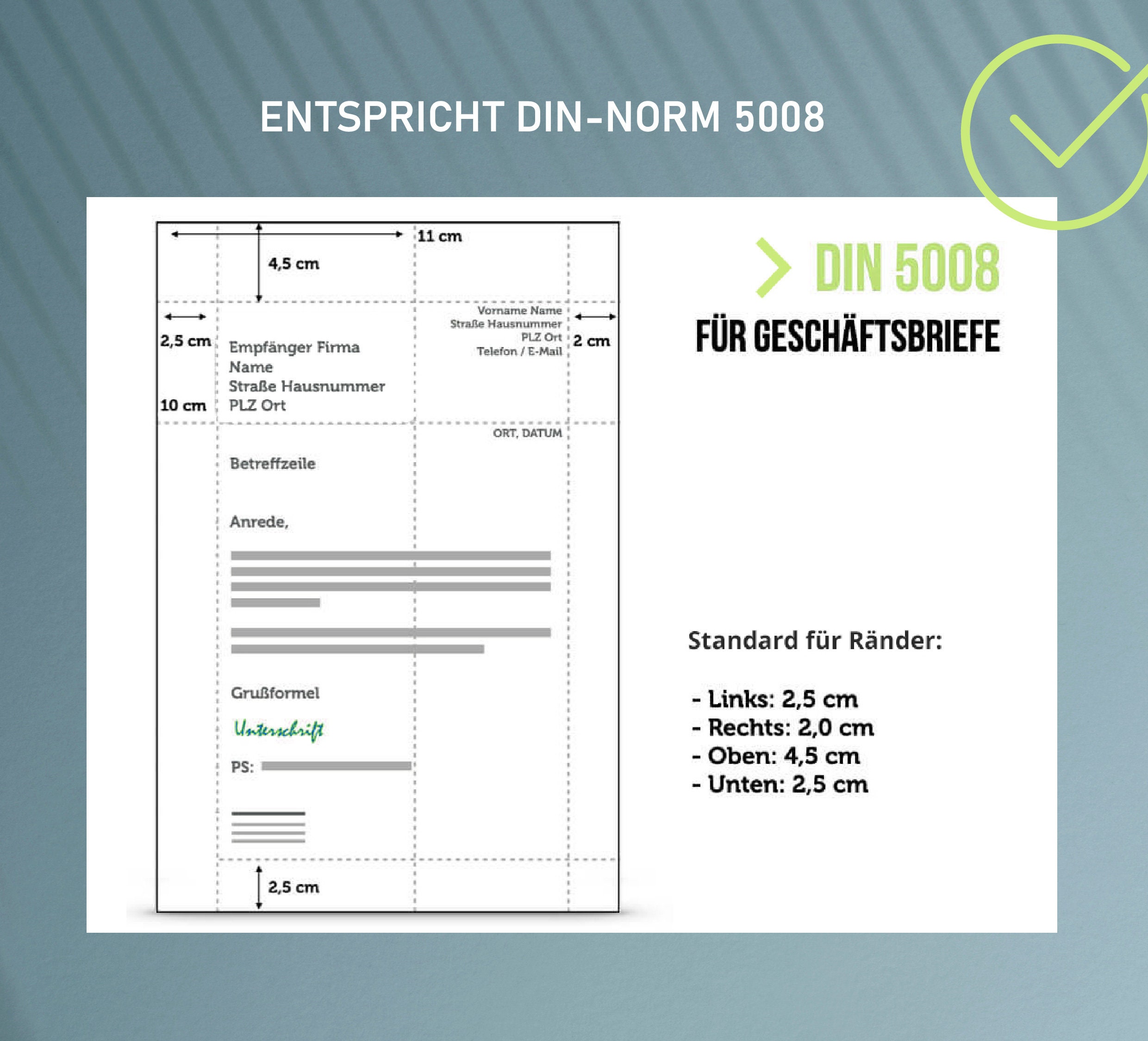 Business Letter Template, Letter Word Template Green Business DIN 5008 ...