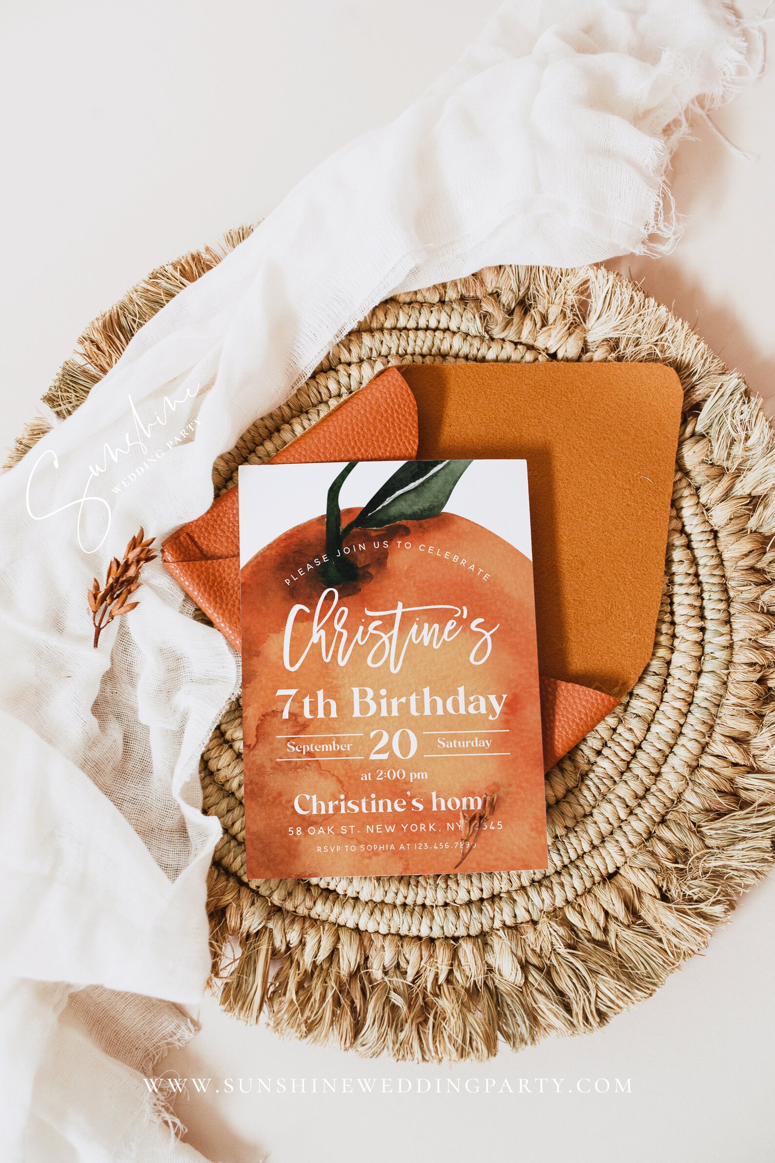 Orange Birthday Invitation Template, Citrus Birthday Party Invitation ...