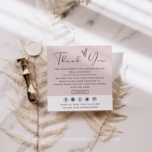 Editable Business Thank You Card, Printable Modern Thanks for Your ...