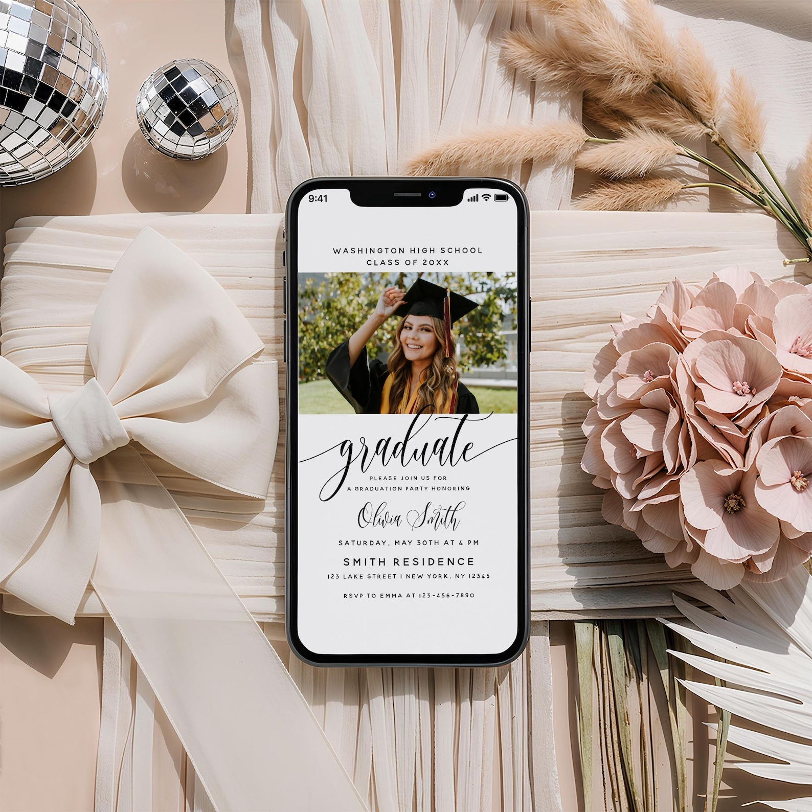 Editable Graduation Party Evite Template | Modern Photo Graduation ...