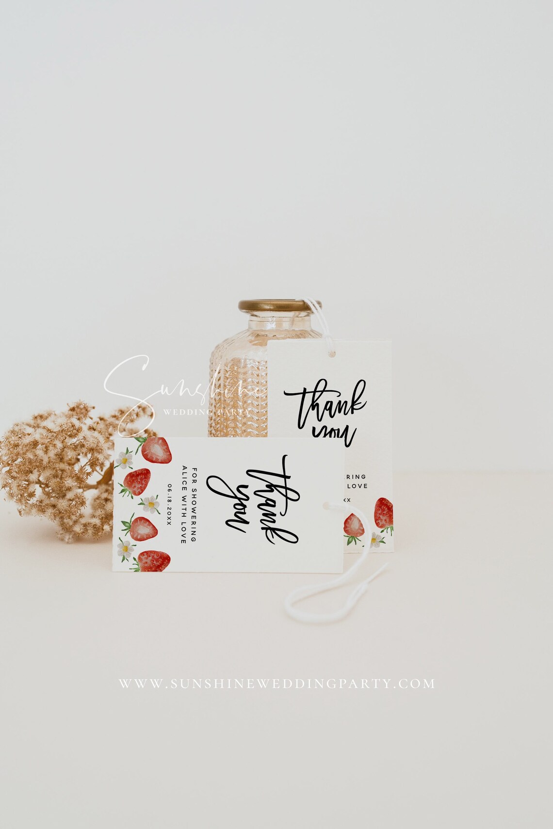 Strawberry Thank You Favors Tag Template, Strawberry Gift Tags ...