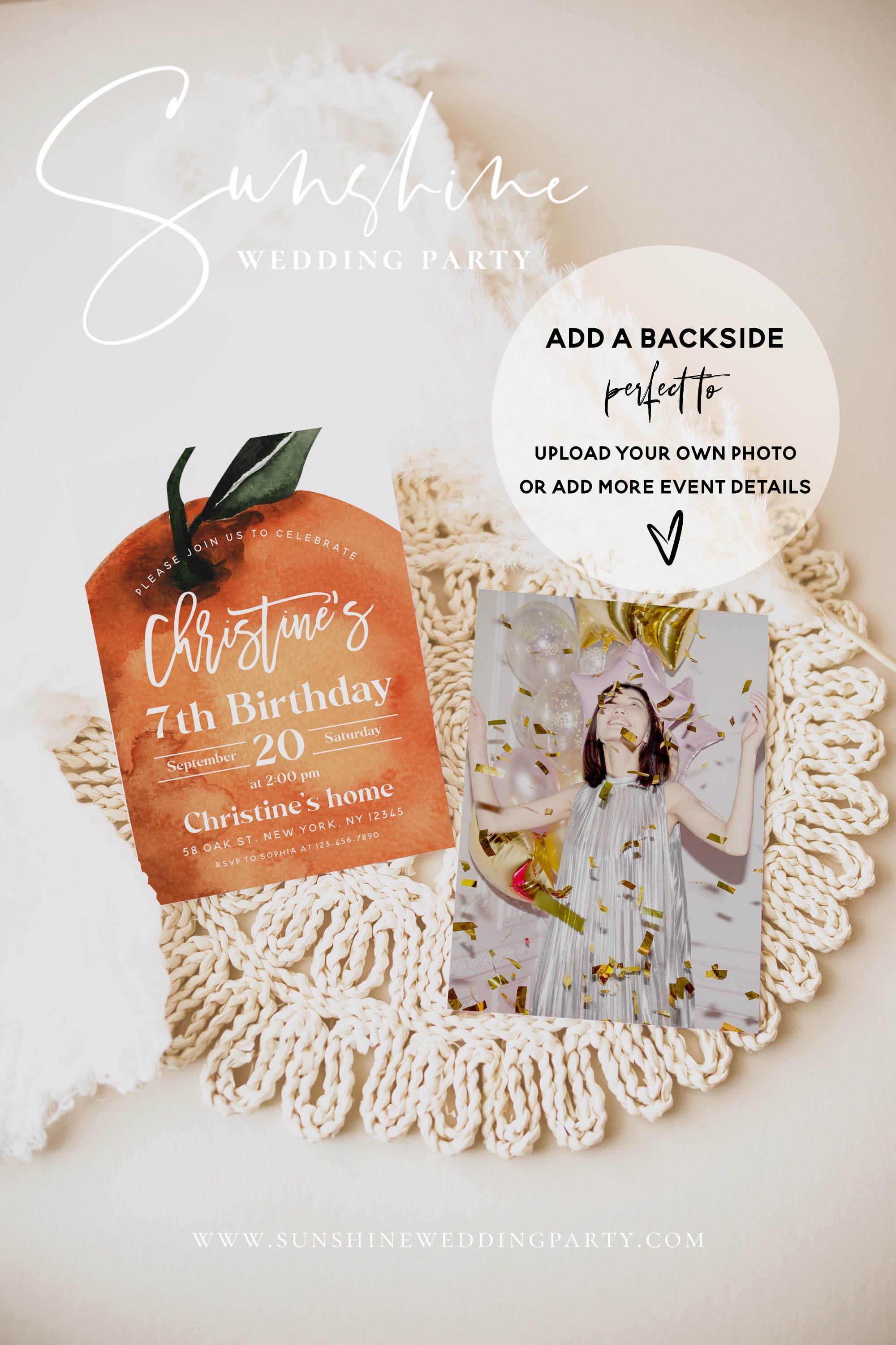 Orange Birthday Invitation Template, Citrus Birthday Party Invitation ...