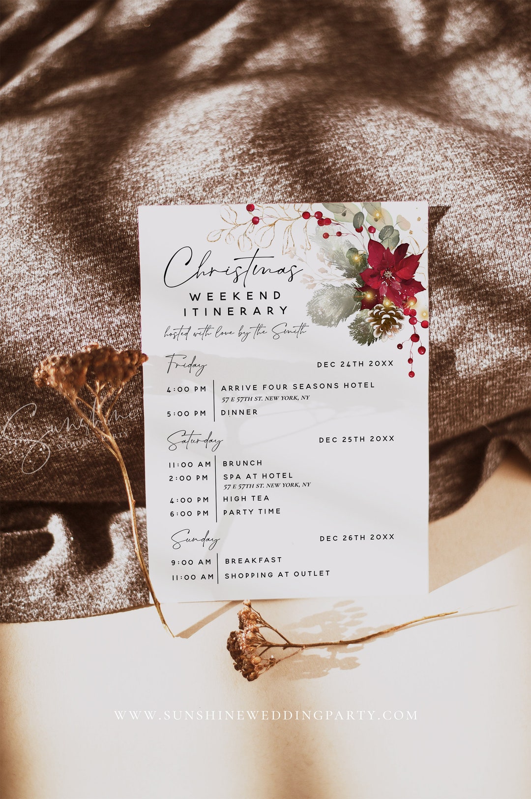 Christmas Itinerary Template, Christmas Weekend Itinerary Timeline ...