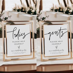 Ladies and Gents Restroom Sign Set: Elegant Guest Basket Decor, Printed ...