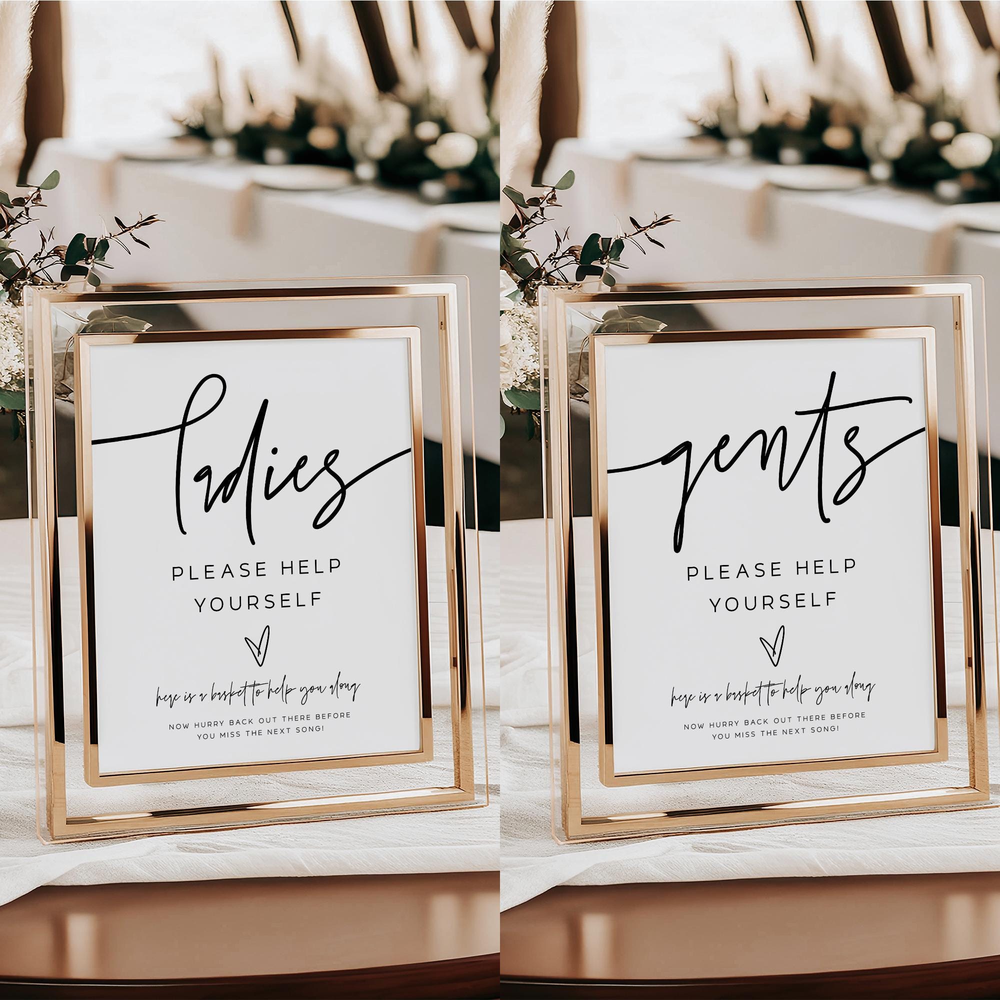 PRINTED + SHIPPED Ladies and Gents Restroom Sign Set: Elegant Guest ...