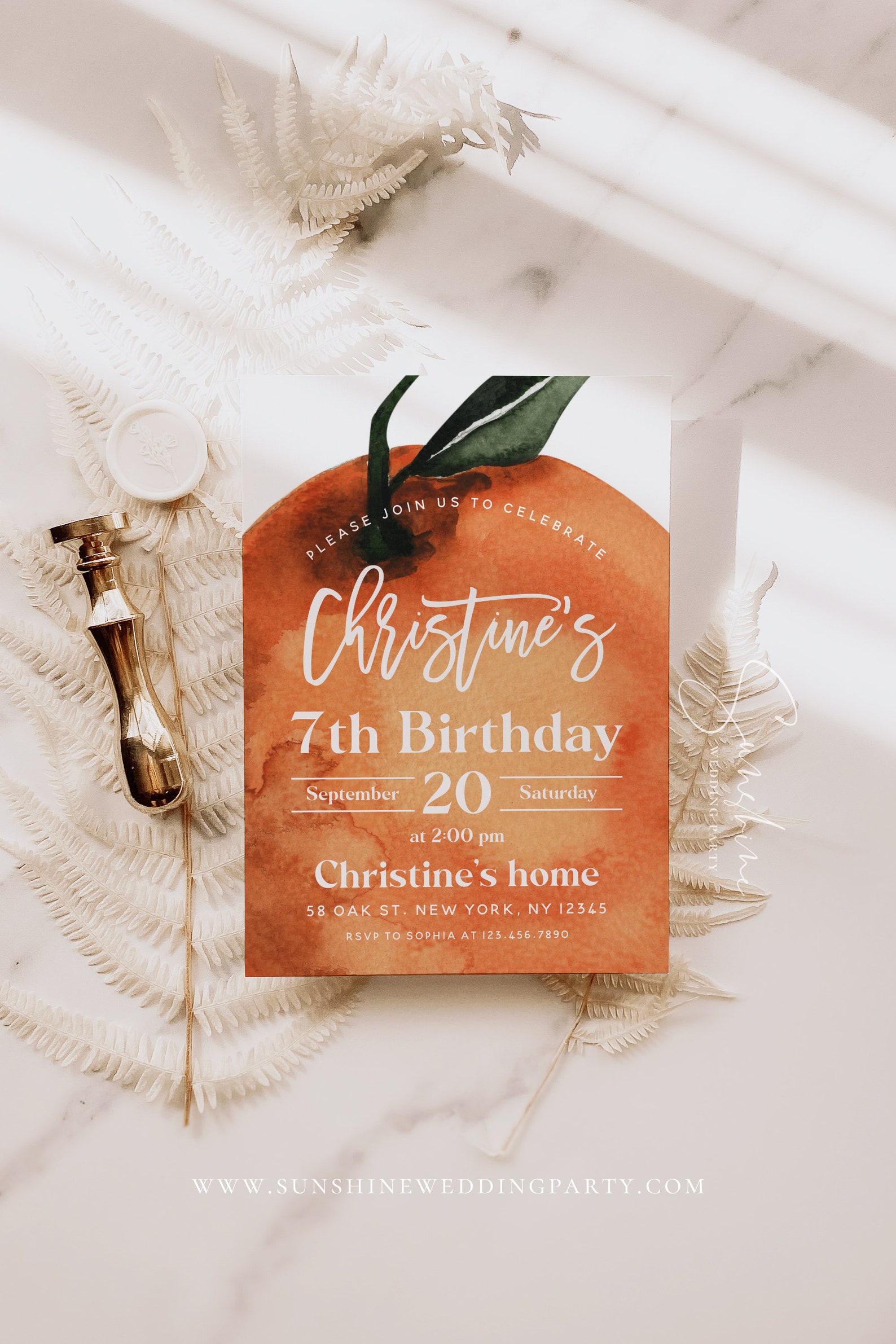 Orange Birthday Invitation Template, Citrus Birthday Party Invitation ...