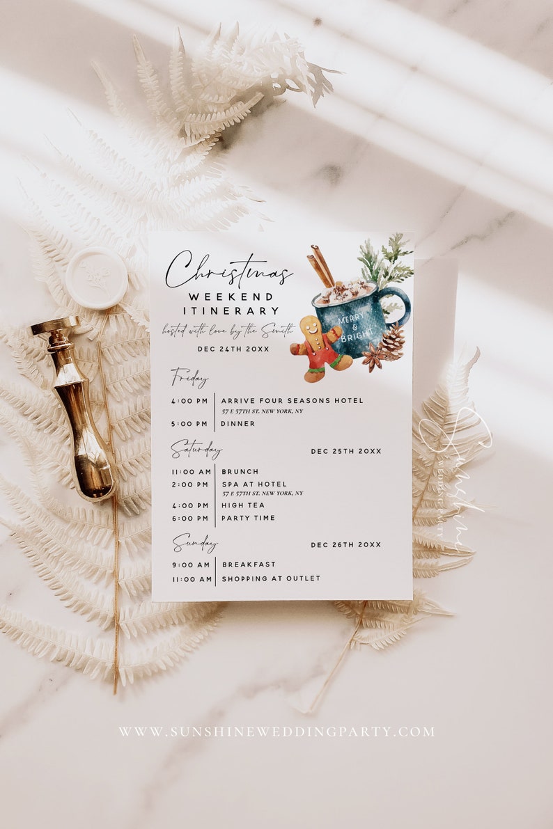 Christmas Itinerary Template, Christmas Weekend Itinerary Timeline ...