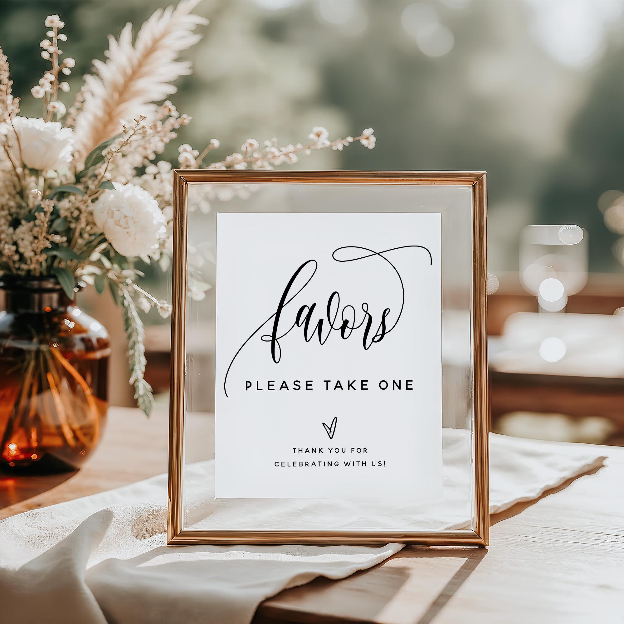 PRINTED + SHIPPED Favors Please Take One Sign: Elegant Wedding ...