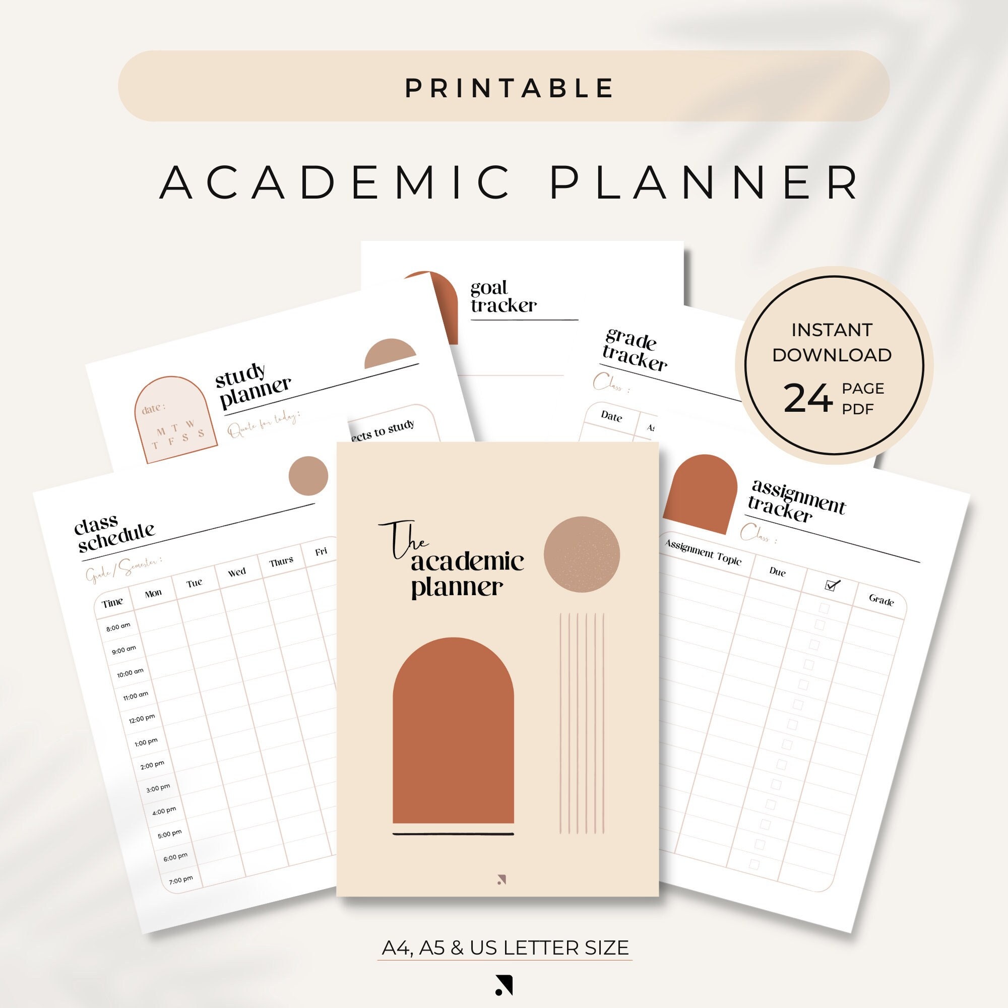 Academic Planner Printable Academic Diary Student Planner - Etsy Canada