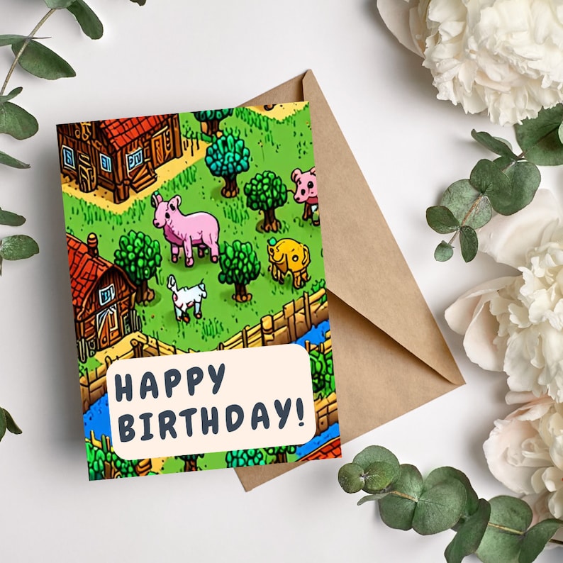 Stardew Valley Birthday Card: Farm Animal Design (digital PDF) - Etsy