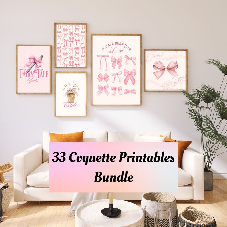 Coquette Wall Arts Bundle, Printable Wall Decor, Digital Download ...