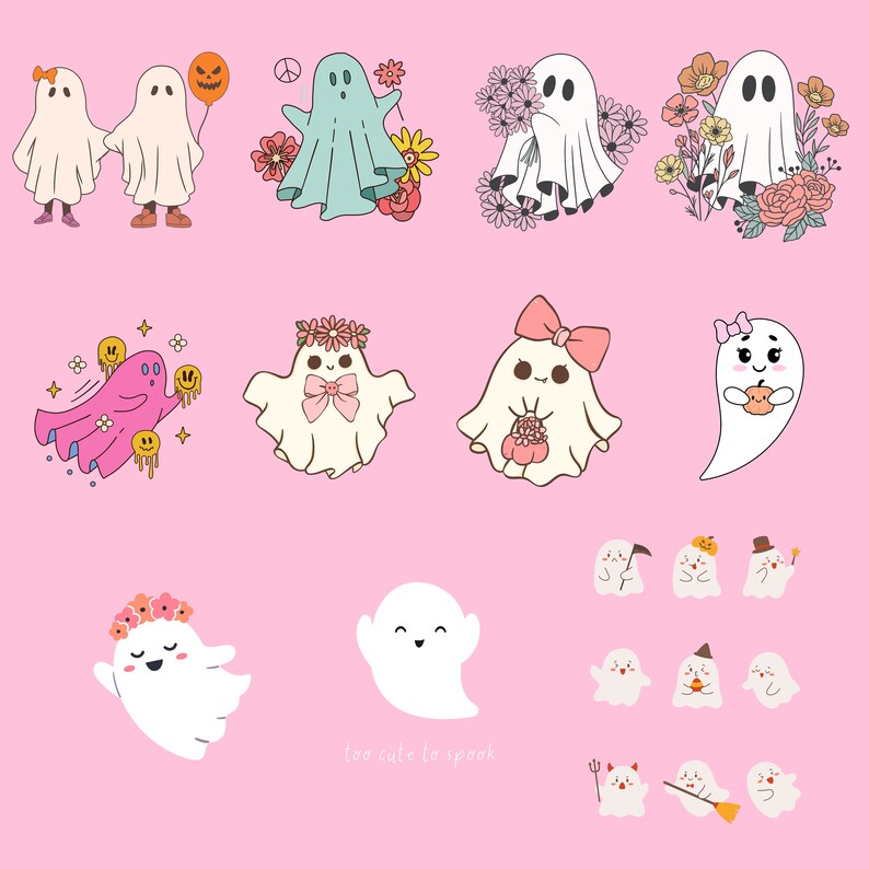 Halloween PNG Ghost Bundle, Ghost Clipart, Halloween PNG Files, Digital ...