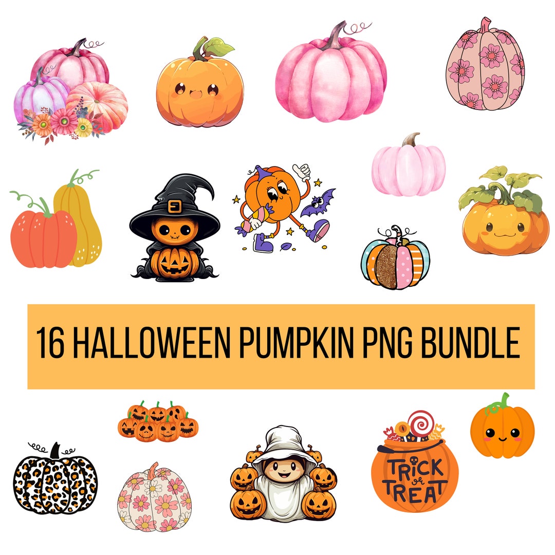 Halloween Pumpkin PNG Clipart Bundle: Coquette & Girly Designs (digital ...