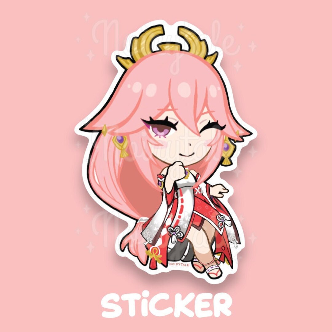 Chibi Winking Yae Miko Vinyl Sticker - Etsy