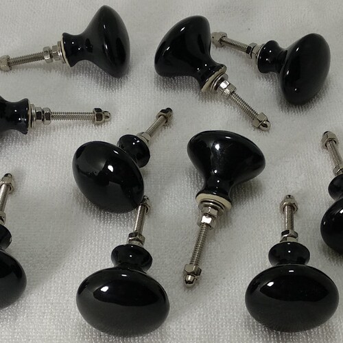 Black & White Ceramic Knobs Kitchen Cabinet Drawer Knobs - Etsy