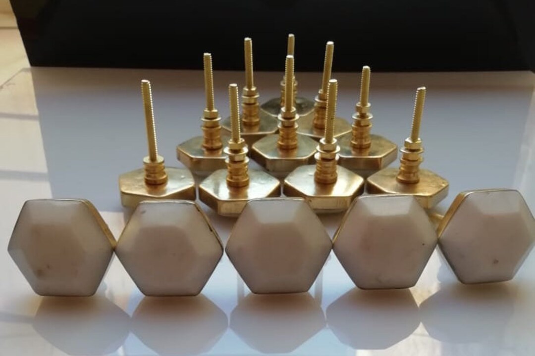 Beautiful Golden Fitting Marble Stone Knobs Kitchen Cabinet Knobs Hardware Knobs Cupboard Knobs ...