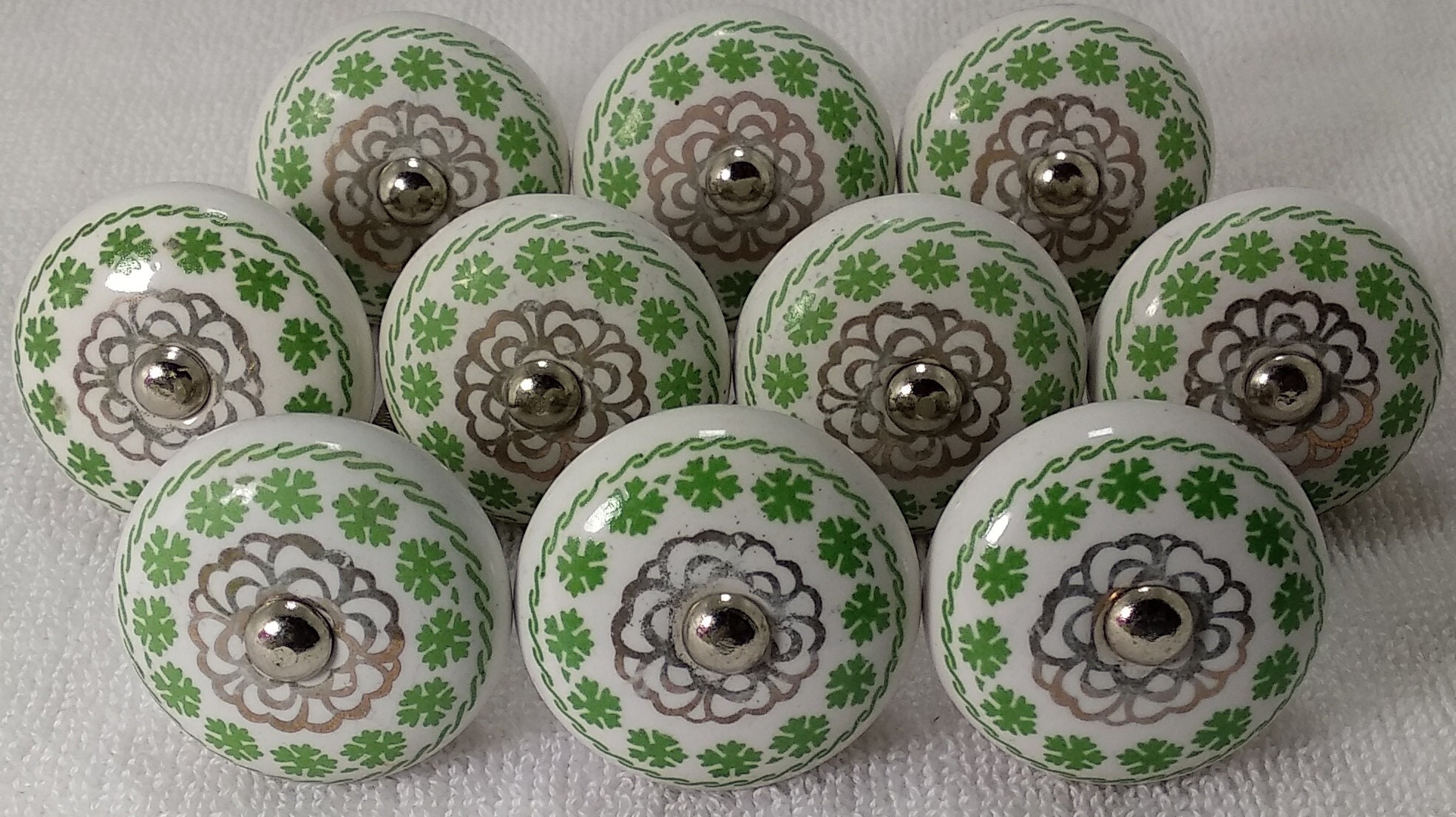 Green White Ceramic Knobs Kitchen Cabinet Knobs Hardware Knobs Cupboard ...