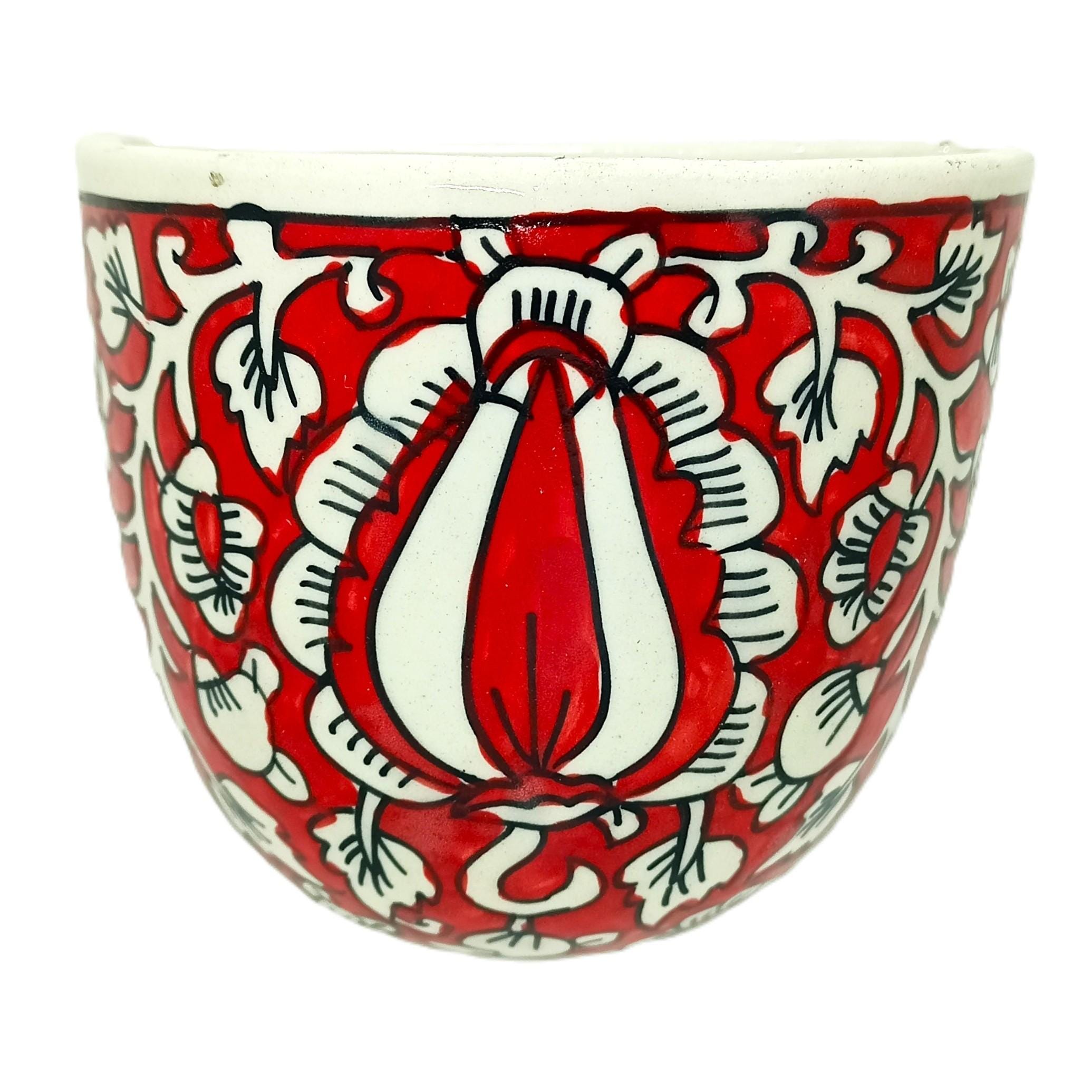 Hand-painted Ceramic Wall Cone Planter – Multicolor Floral & Village ...