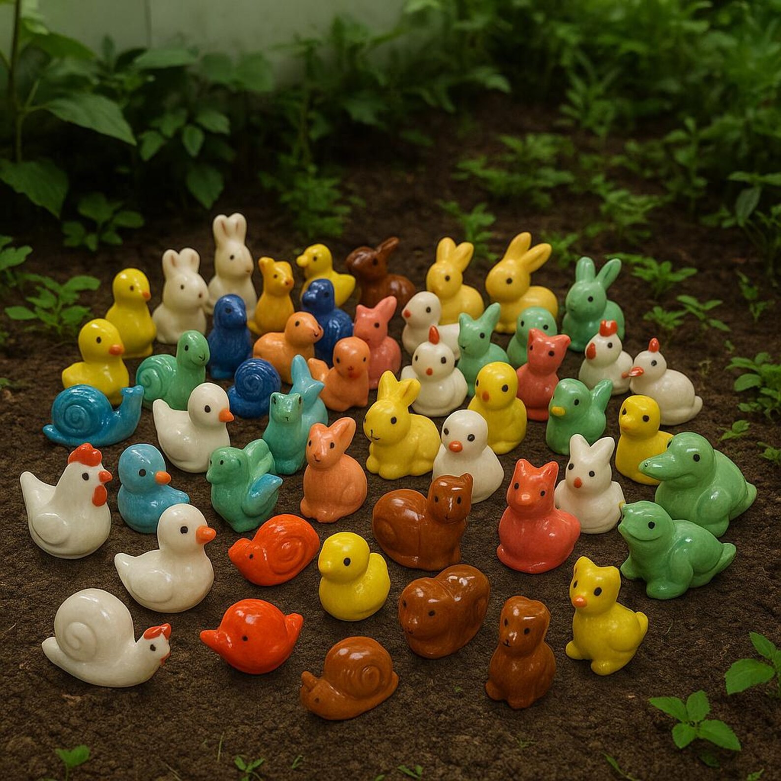 Handmade Ceramic Garden Animal Figurines: Miniature Fairy Garden Decor ...