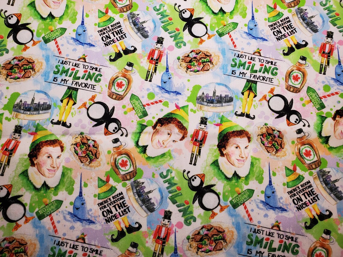 IN STOCK Maple Elf Fabric Smile Christmas 100 % Cotton | Etsy