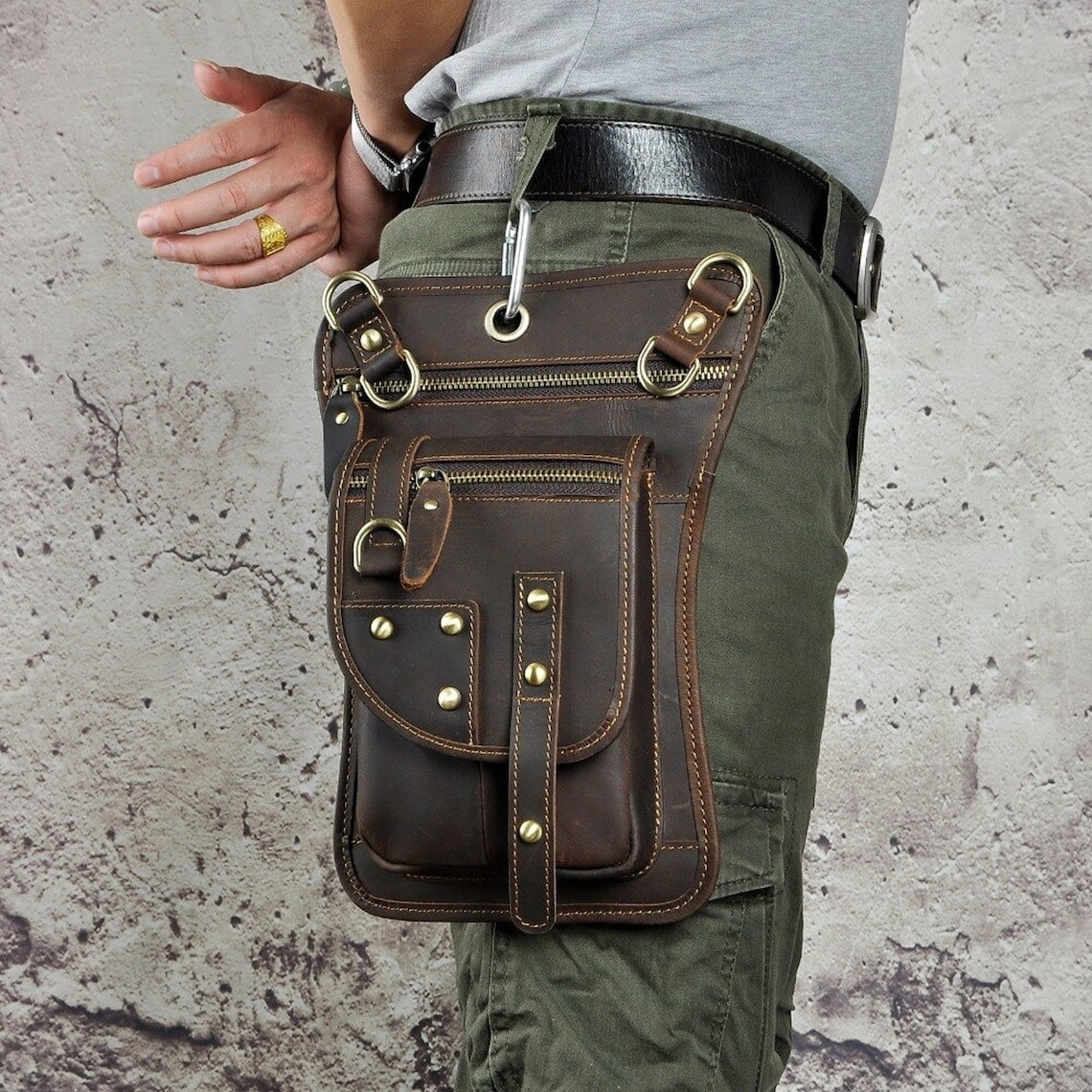 Drop Leg Bag Men's Genuine Leather Fanny Pack Waist Thigh - Etsy