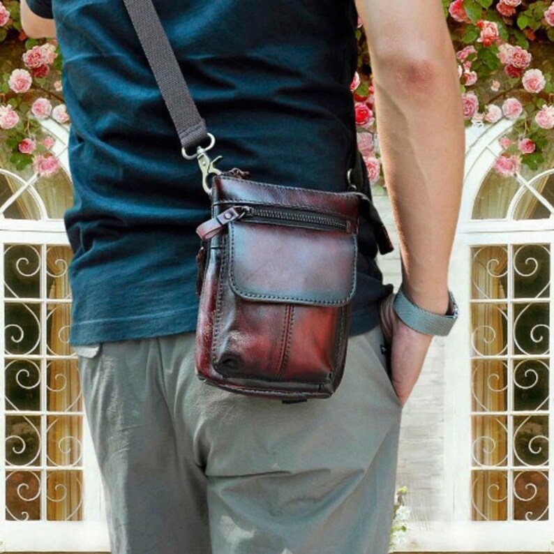 Genuine Leather Mens Design Casual Phone Pouch Multifunction Hook Belt ...