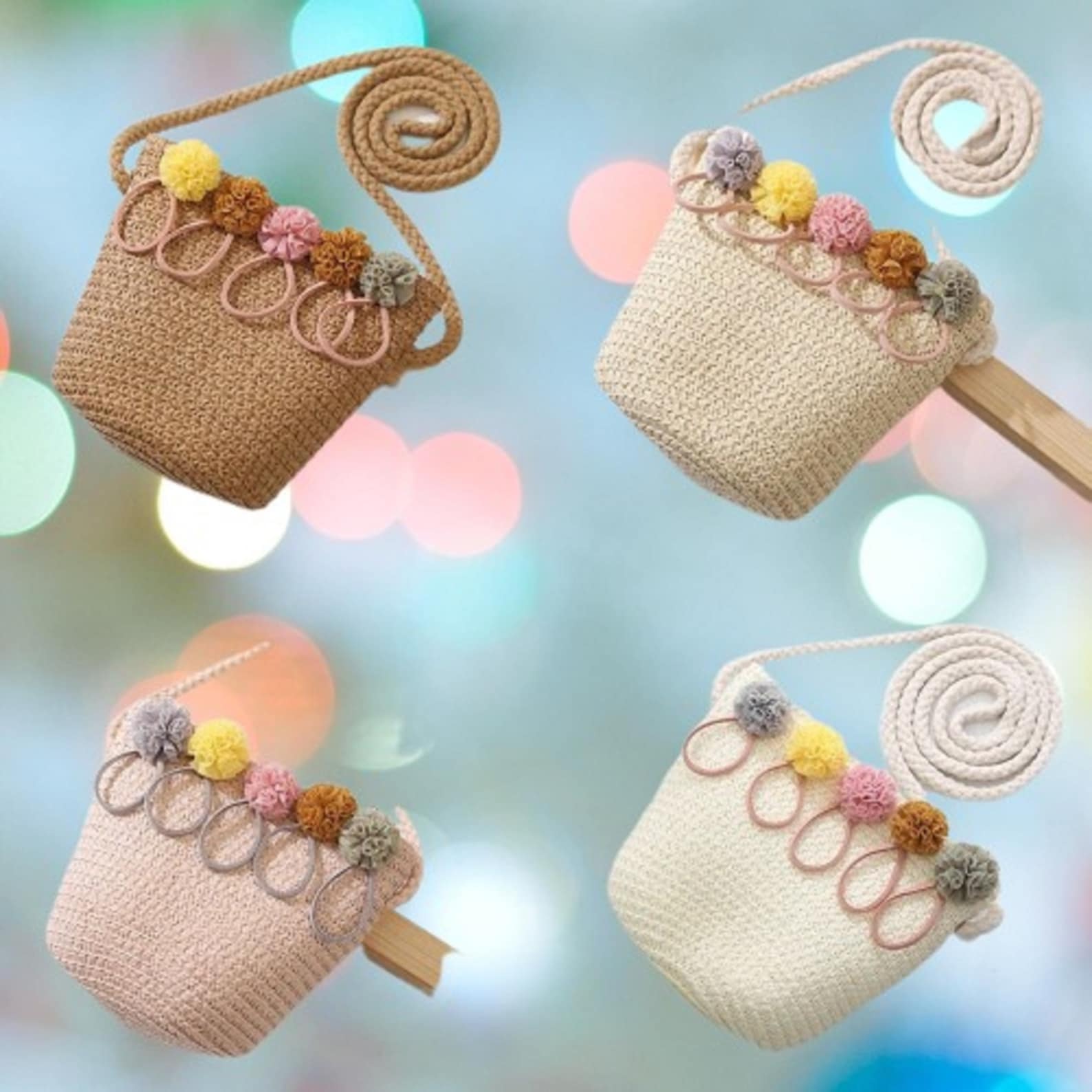 Colorful Handmade Straw Bag / Kids Straw Bag / Shoulder Tote - Etsy