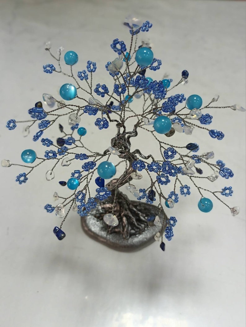 Crystal Tree, Opalite,lapis Lazuli Crystal Tree,beaded Charm Tree of ...