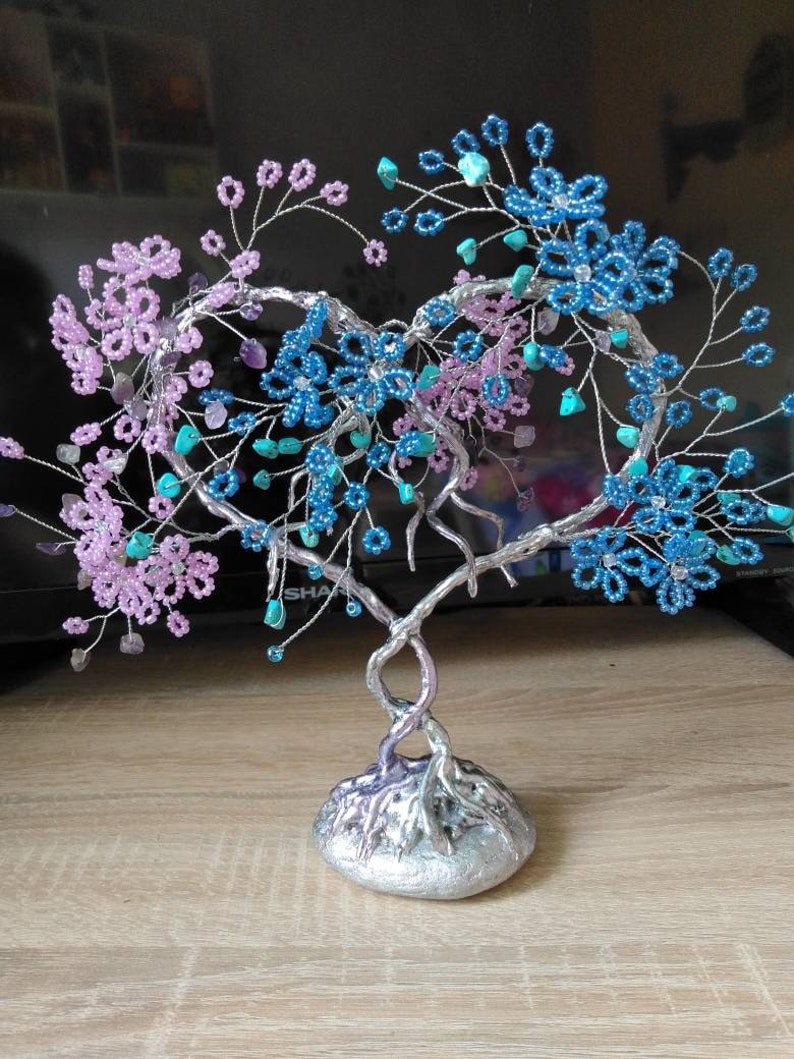 Gemstone Tree of Life Heart Wire Sculpture Love Gift Anniversary Gift ...