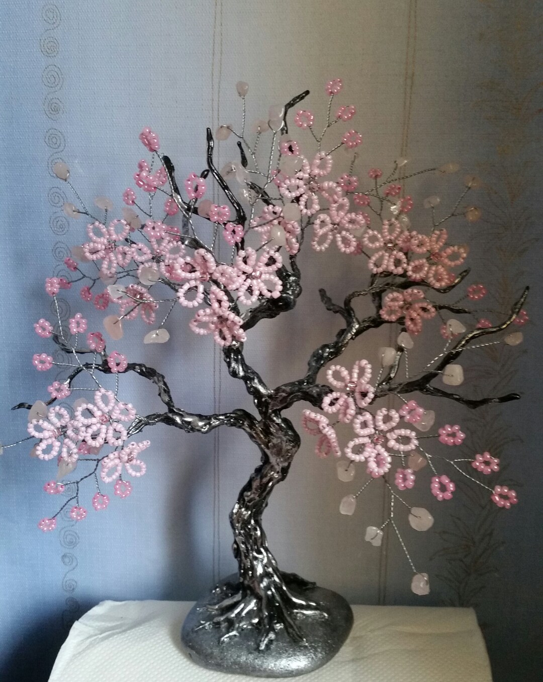 Blossoming Rose Quartz Gemstone Tree of Life,feng Shui Tree of Love ...