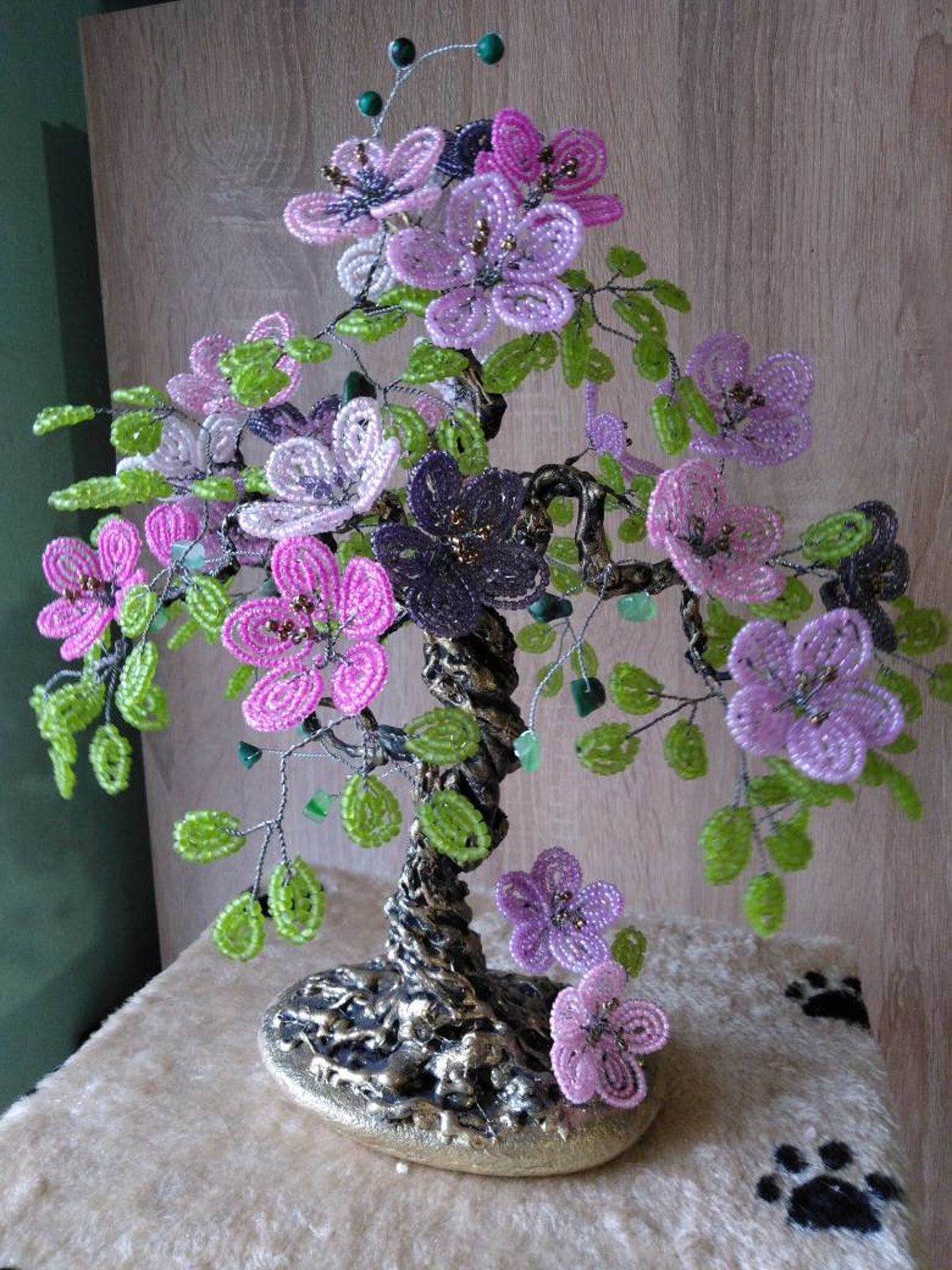 Beaded Treegemstone Bonsaihandmade Art Tree Sculpturefeng | Etsy