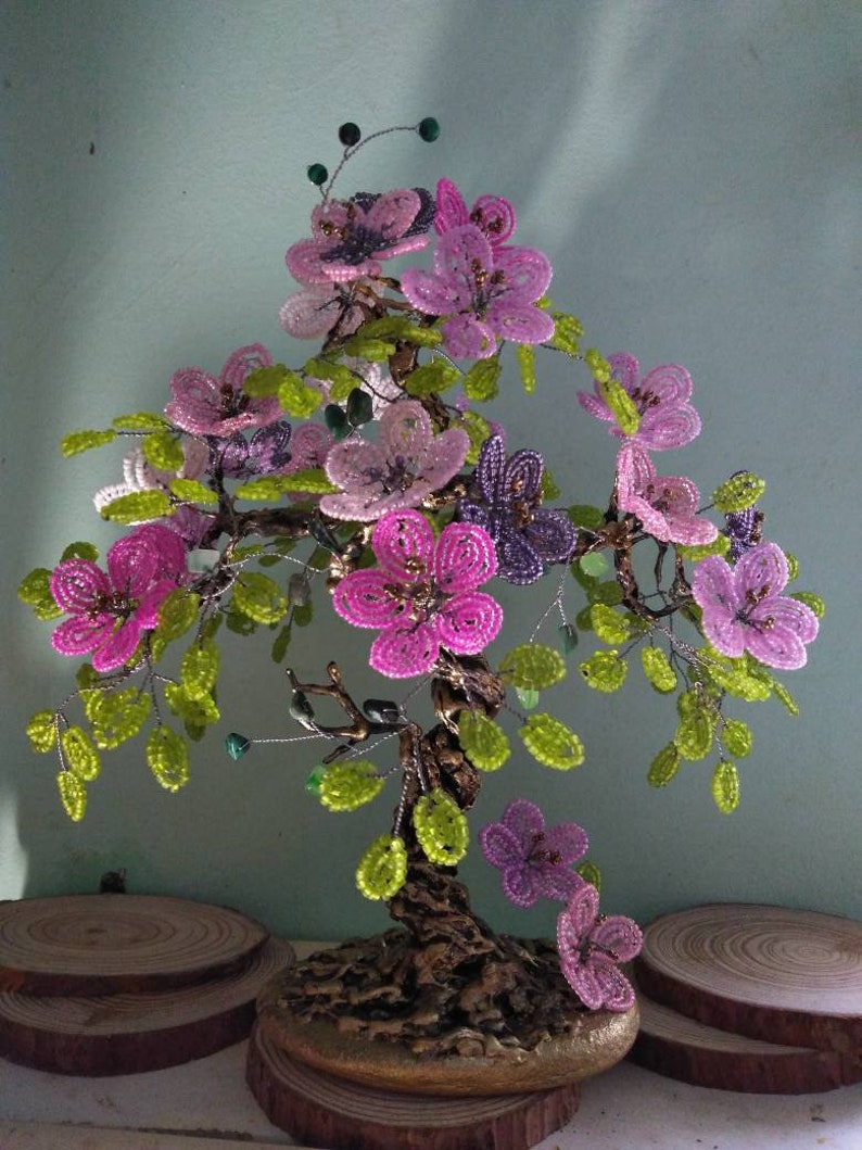 Beaded Tree,gemstone Bonsai,handmade Art Tree Sculpture,feng Shui Tree ...
