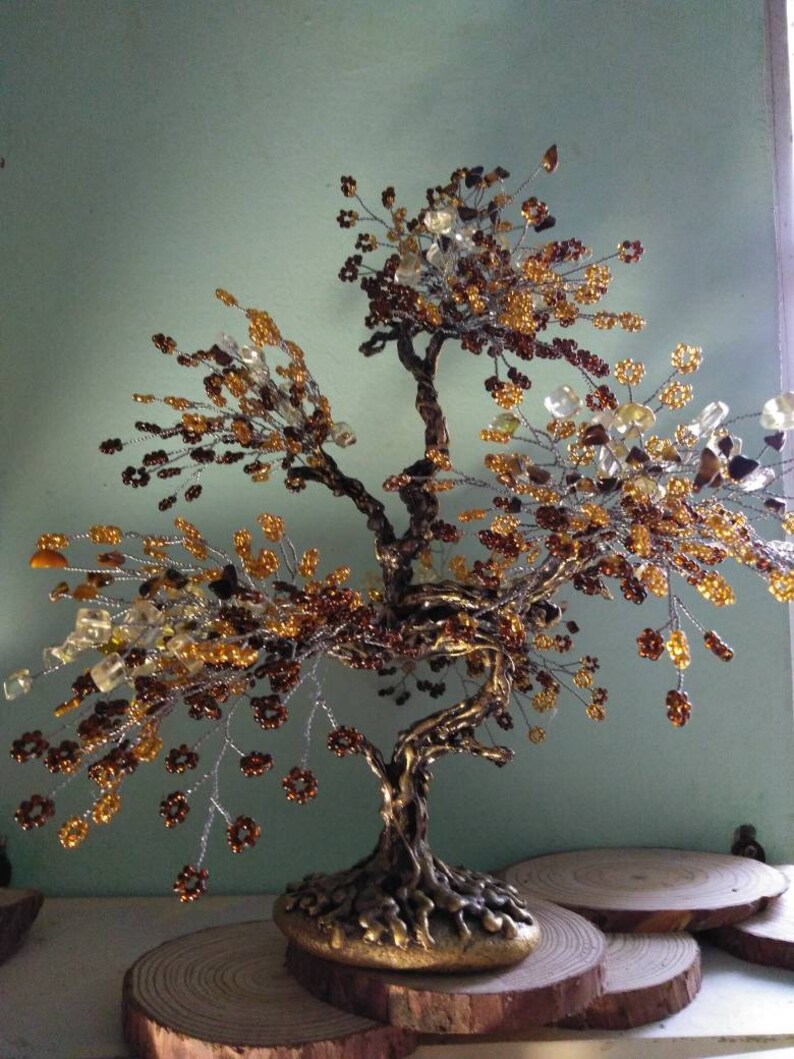 Tiger Eye,citrine Crystal Tree of Life,large Wire Sculpture,feng Shui ...