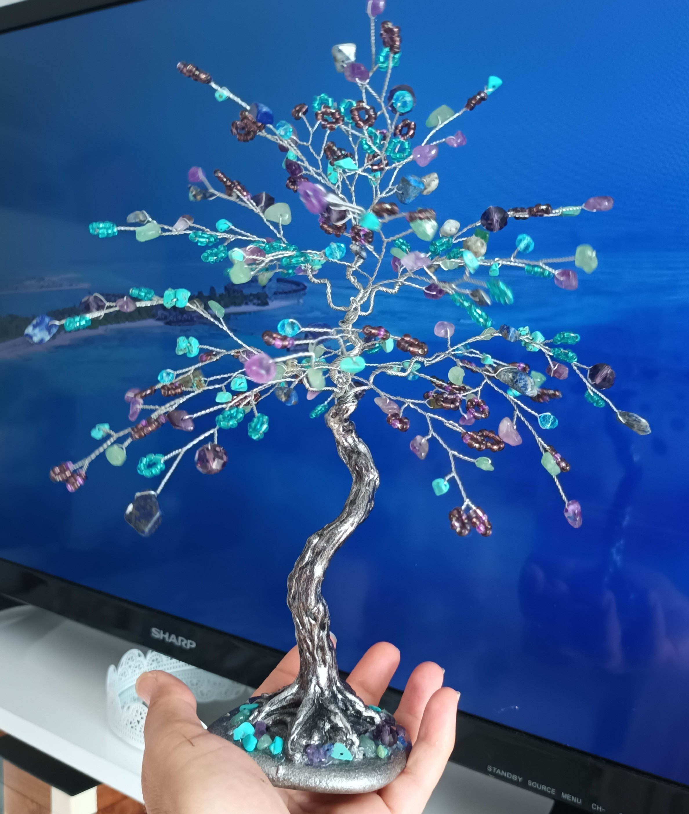 Gemstone Tree of Life,feng Shui Harmony Success Tree,4 Gems Tree,woman ...