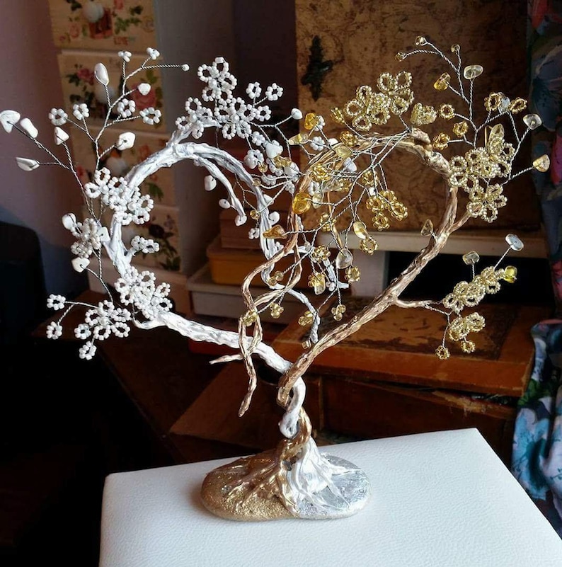 Gemstone Tree of Love,heart Tree,citrine Tree,white Agate Tree,golden ...