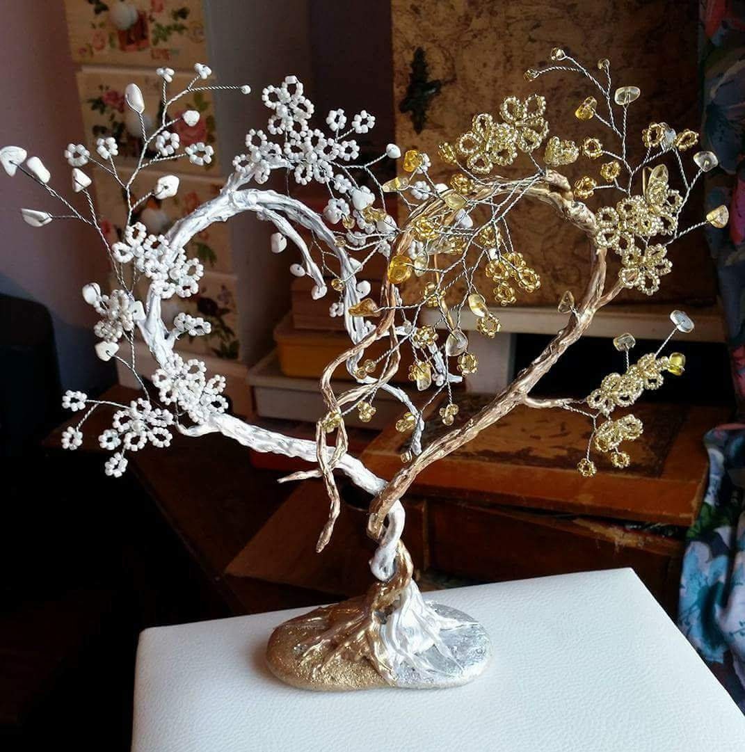 Gemstone Tree of Love,heart Tree,citrine Tree,white Agate Tree,golden ...