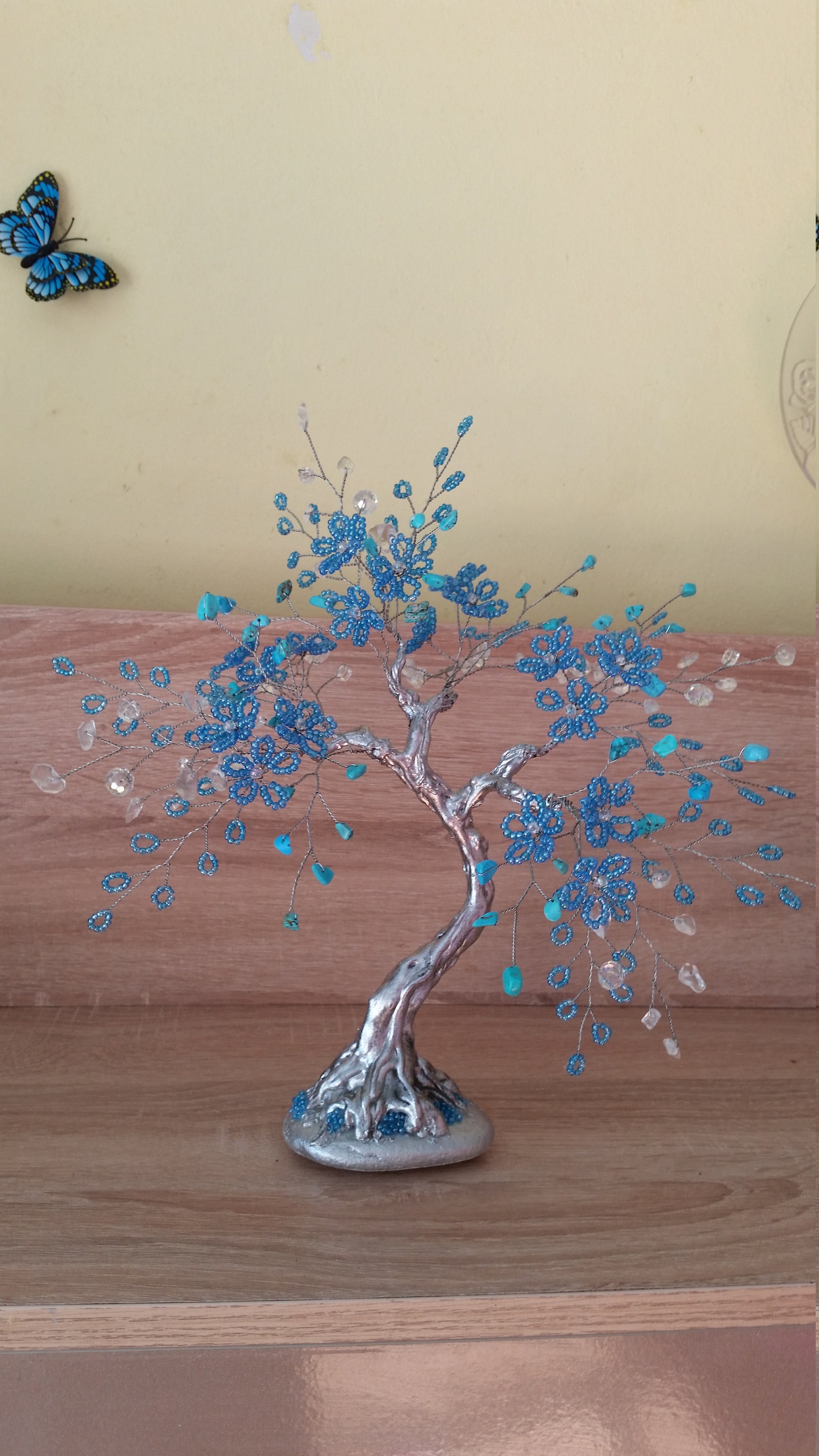Gemstone Turquoise Art Tree Clear Crystal Tree of Life Feng - Etsy