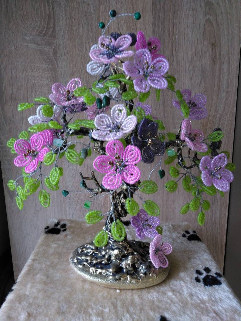 Beaded Tree,gemstone Bonsai,handmade Art Tree Sculpture,feng Shui Tree ...