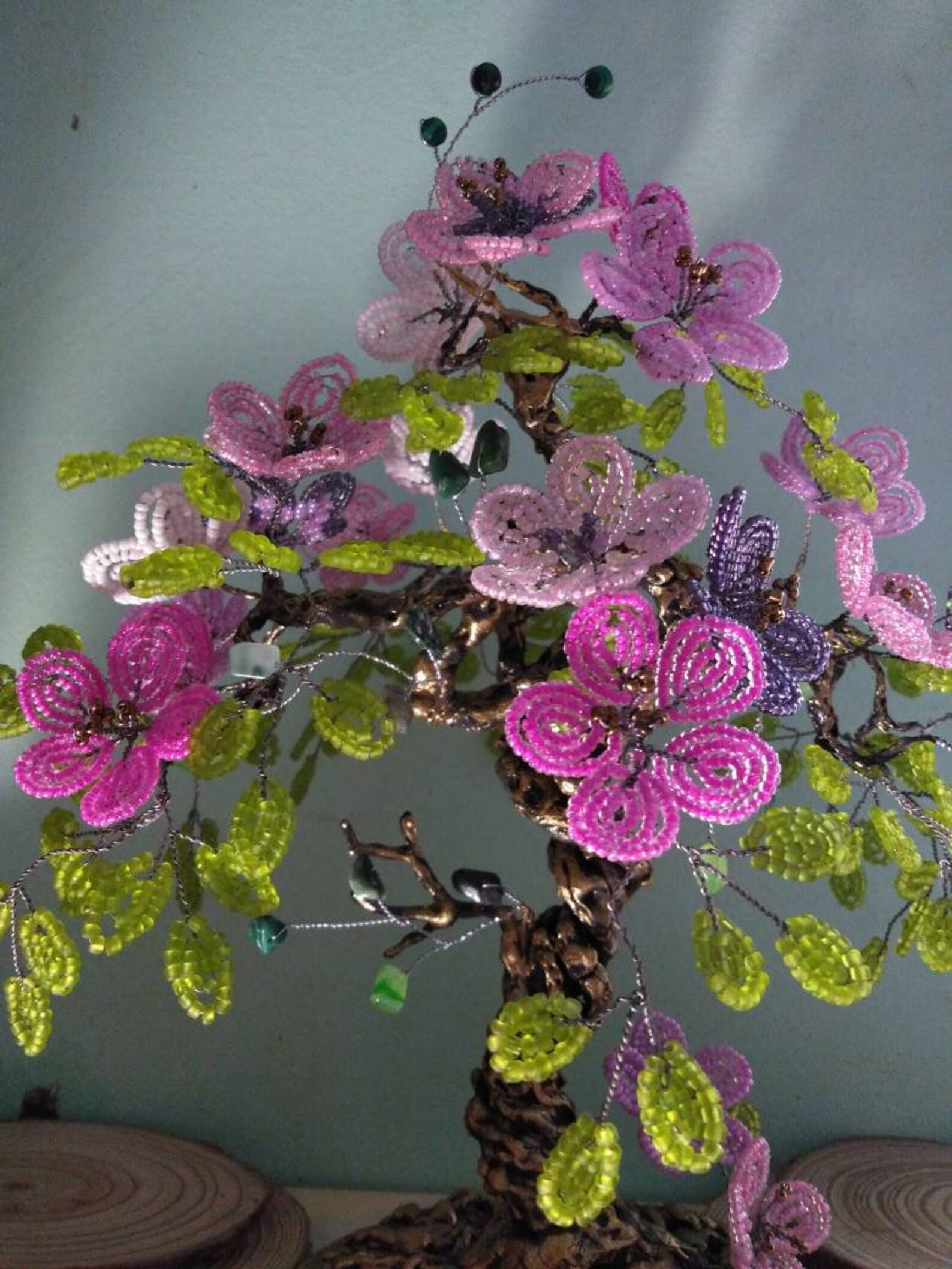 Beaded Tree,gemstone Bonsai,handmade Art Tree Sculpture,feng Shui Tree ...