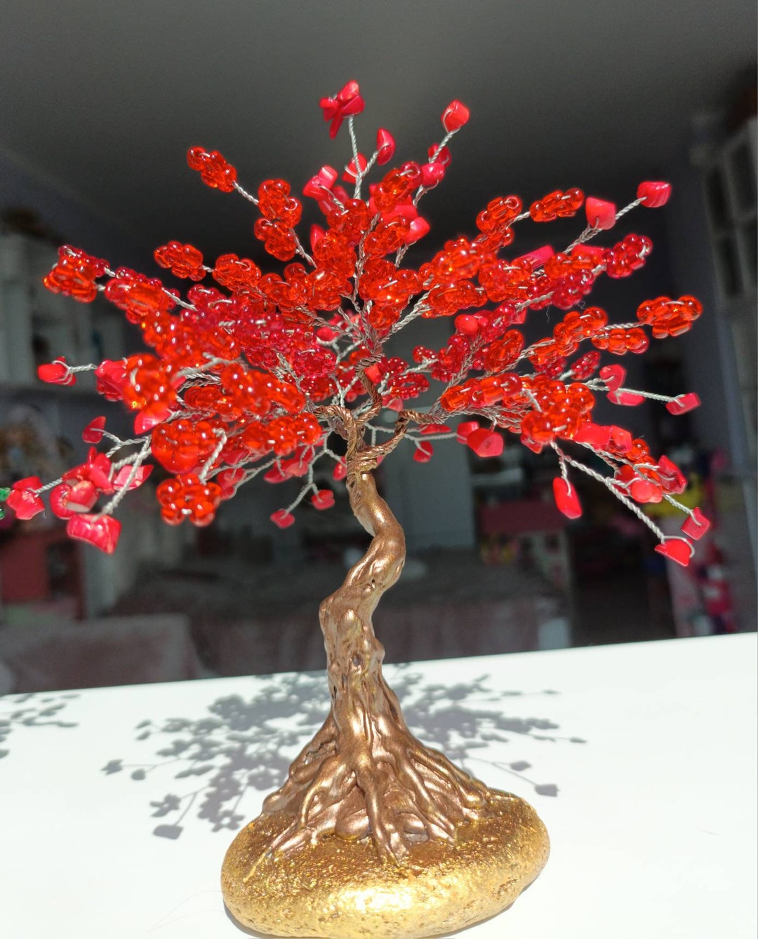 Coral Tree,beaded Tree,red Crystal Tree of Life,lucky Charm Tree of ...