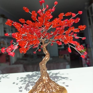 Coral Tree,beaded Tree,red Crystal Tree of Life,lucky Charm Tree of ...