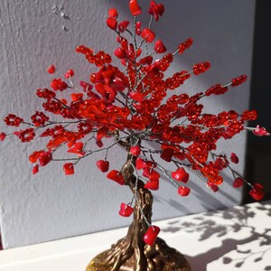 Coral Tree,beaded Tree,red Crystal Tree of Life,lucky Charm Tree of ...