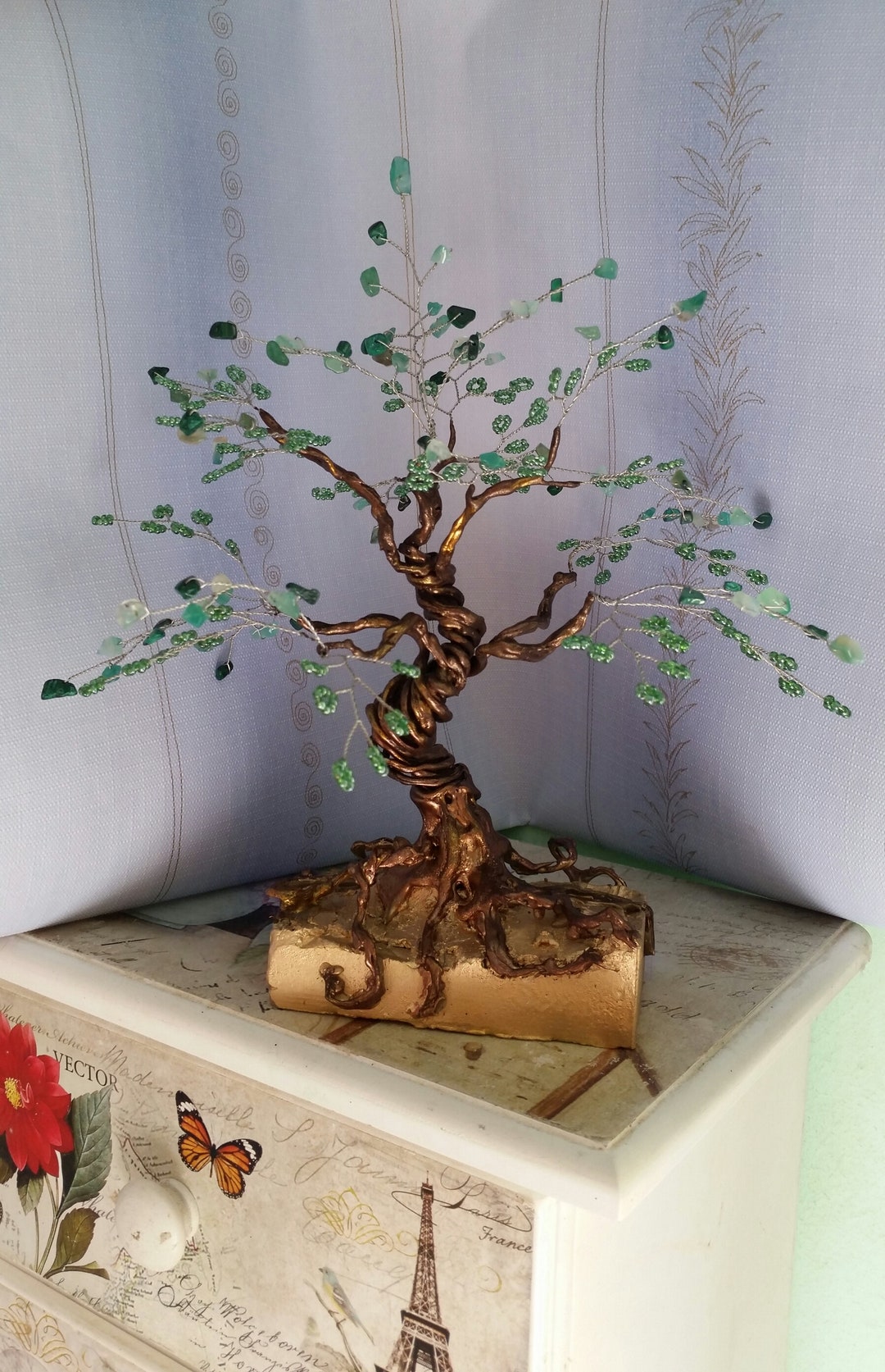 Gemstone Tree-boabab,anniversary Gift,home Decor,malachite Bonsai,green ...