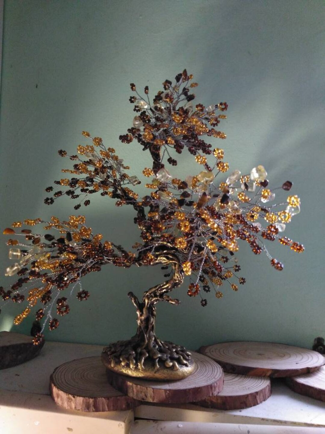Tiger Eye,citrine Crystal Tree of Life,large Wire Sculpture,feng Shui ...