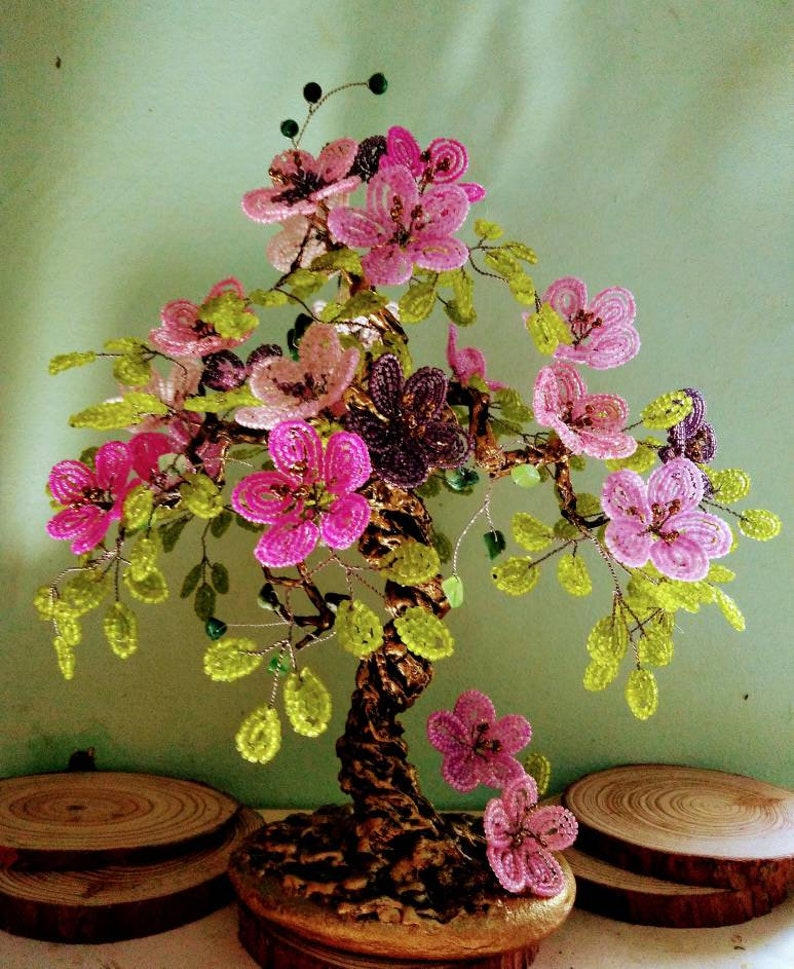 Beaded Tree,gemstone Bonsai,handmade Art Tree Sculpture,feng Shui Tree ...