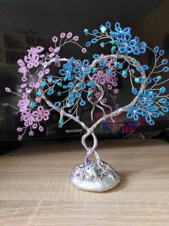 Gemstone Tree of Life Heart Wire Sculpture Love Gift - Etsy