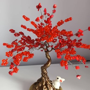 Coral Tree,beaded Tree,red Crystal Tree of Life,lucky Charm Tree of ...