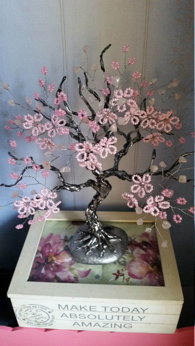 Blossoming Rose Quartz Gemstone Tree of Life,feng Shui Tree of Love ...